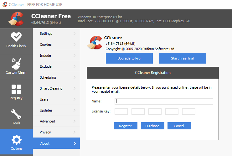 CCleaner Professional registreren en activeren