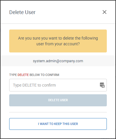 How can I delete a user on my account?